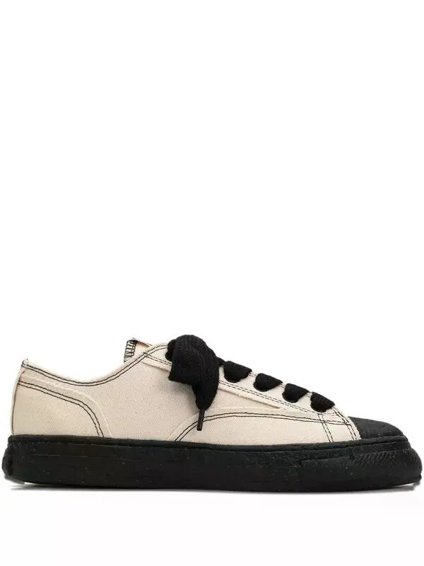 GENERAL SCALE. General Scale Off-white Canvas Low-top Sneakers With Contrast Stitching - Neutrals