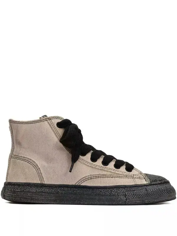 GENERAL SCALE. General Scale High-top Canvas Sneakers With Smudged Effect - Neutrals