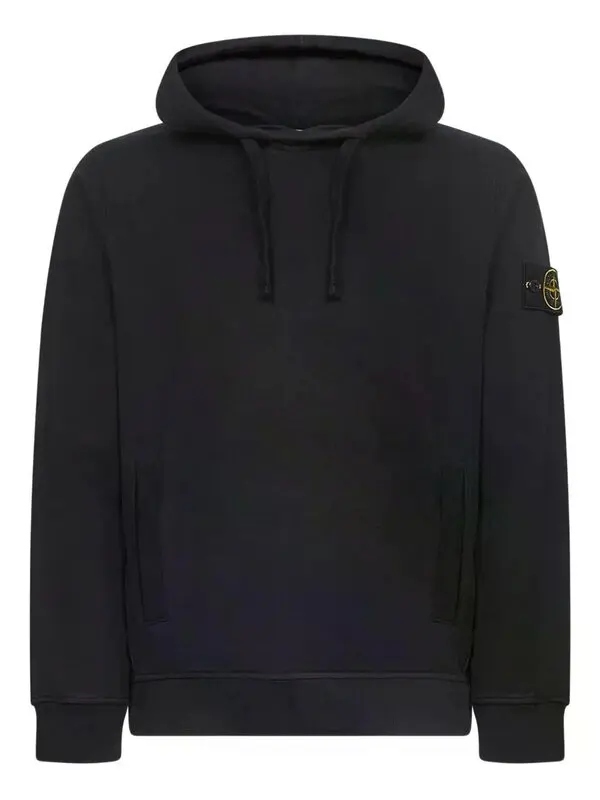 Stone Island Logo Patch Hoodie - Black