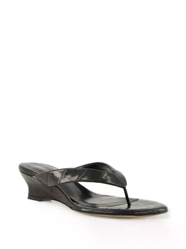 Le Monde Beryl 40mm Micro Wedge Thong Sandals - Black