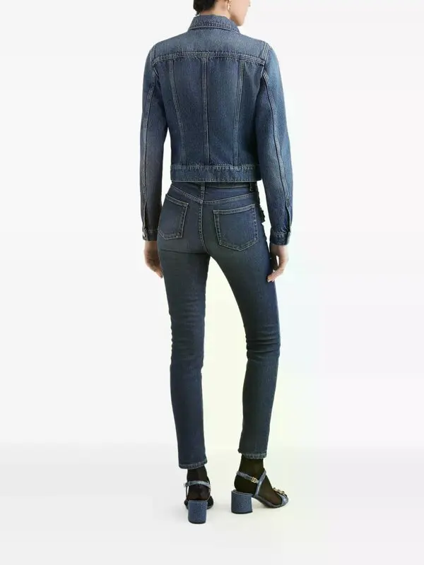 Dolce & Gabbana Brooch-embellished Denim Jacket - Blue