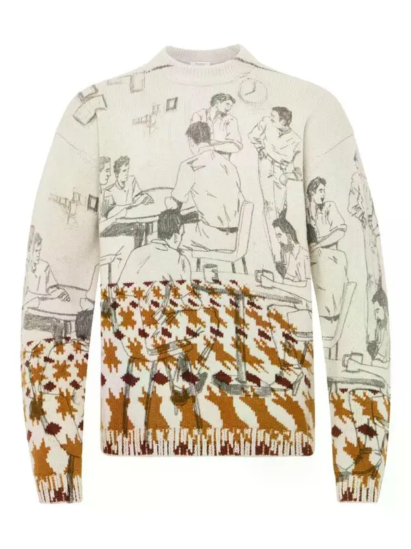 JW Anderson Illustration Print Crew Neck Jumper - Grey
