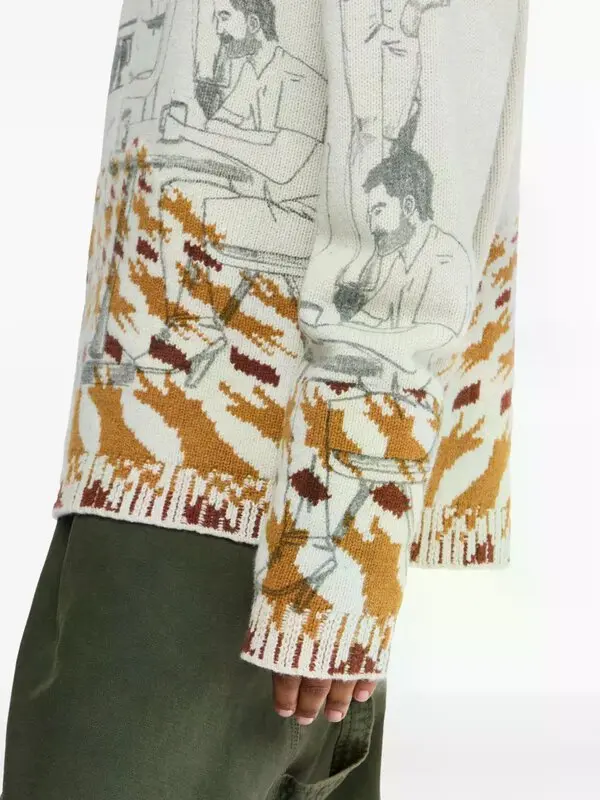 JW Anderson Illustration Print Crew Neck Jumper - Grey