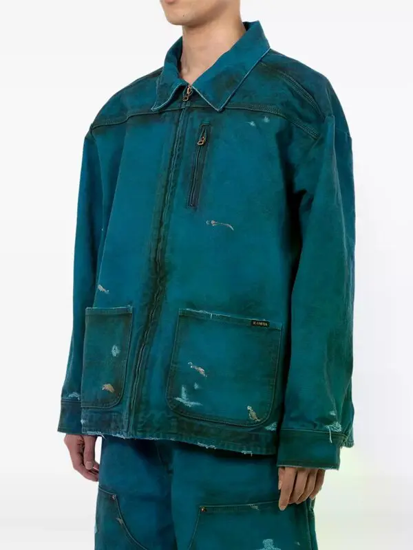 KAMIYA Distressed Zip-front Jacket - Blue
