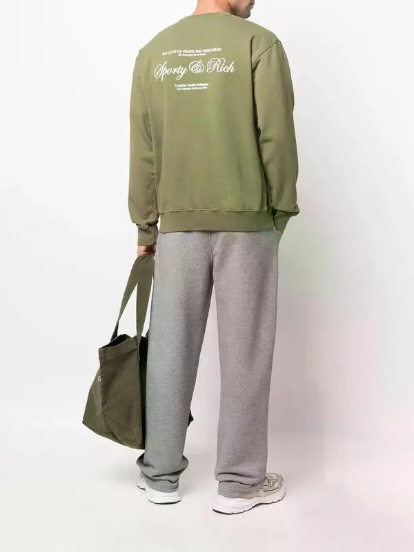 SPORTY & RICH Logo Print Cotton Sweatshirt