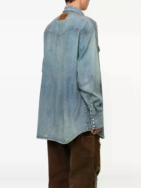 KAMIYA Distressed Denim Shirt - Blue