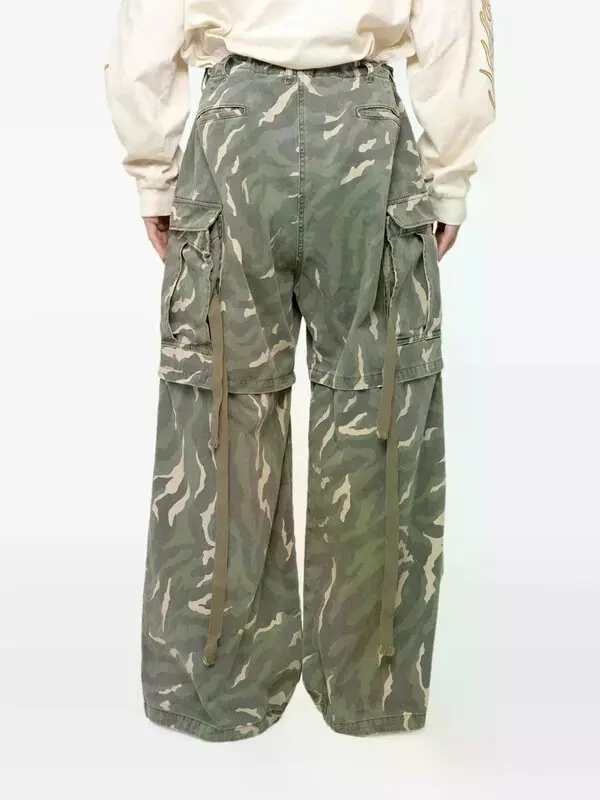KAMIYA Camouflage Cargo Wide-leg Trousers - Green