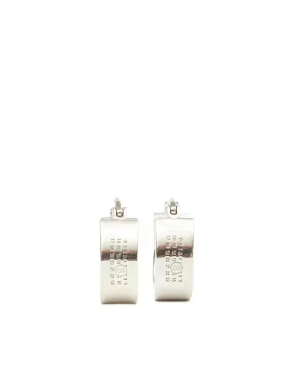MAISON MARGIELA Engraved Logo Hoop Earrings - Silver
