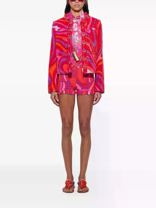 Emilio Pucci Swirl Print Ruffled Embellishment Jacket