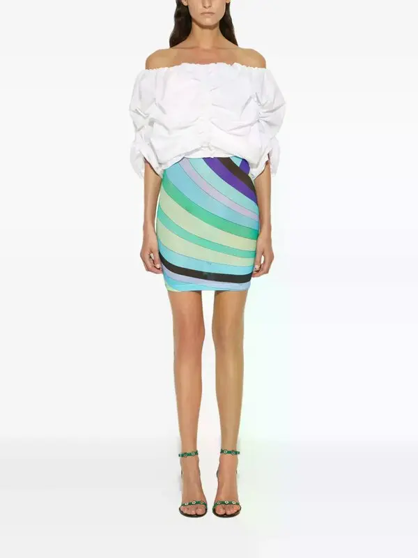 Emilio Pucci Iride-print Off-the-shoulder Mini Dress - White