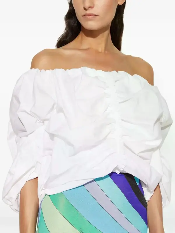 Emilio Pucci Iride-print Off-the-shoulder Mini Dress - White