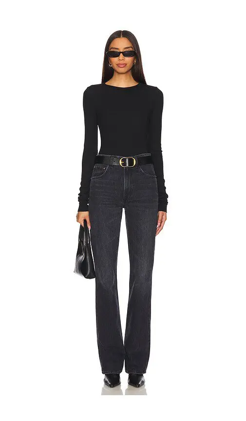 Eterne Long Sleeve Fitted Top - Black