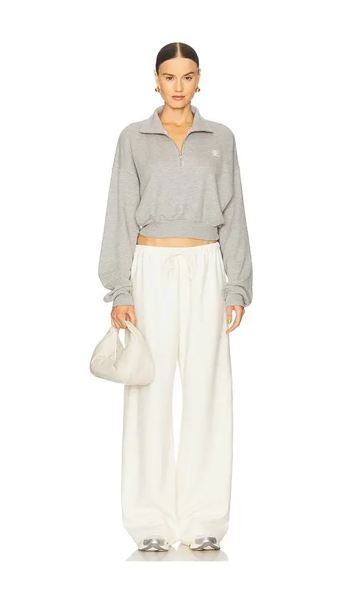 Eterne Cropped Half Zip Sweatshirt - Grey