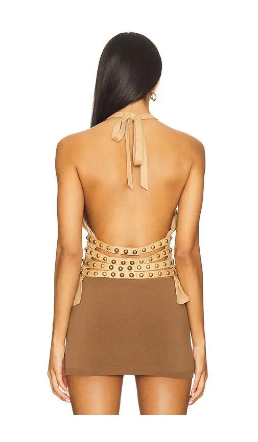 Tularosa Jaclyn Halter Top With Metallic Eyelet Accents