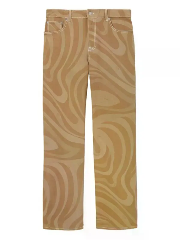 Emilio Pucci Marmo-print Straight-leg Cotton Canvas Trousers
