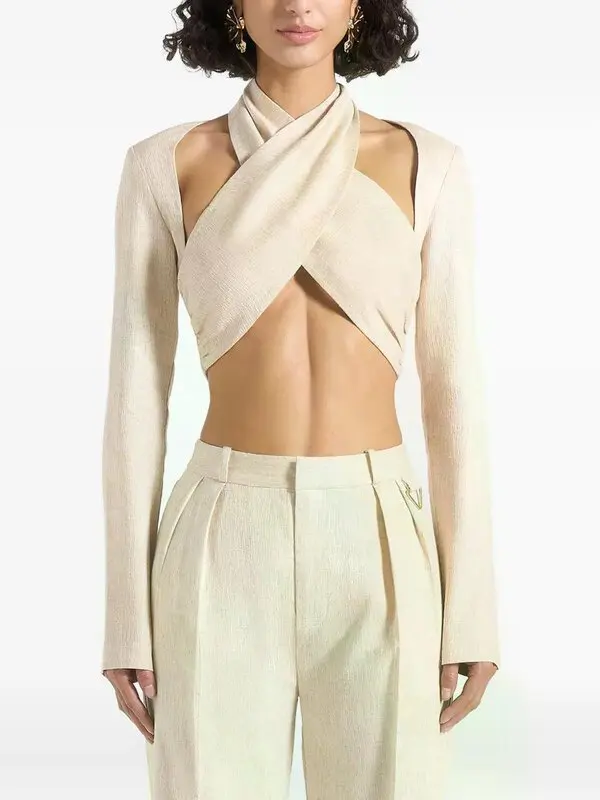Manière De Voir Maniere De Voir Crossover Bolero Top With Sleeve Overlay