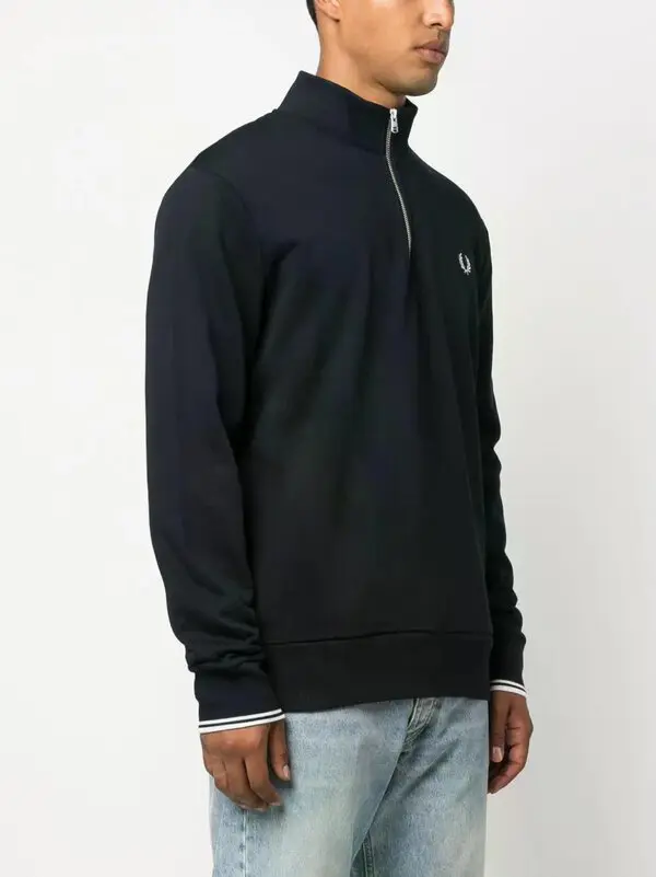 Fred Perry Logo-embroidered Zip-up Sweatshirt - Blue