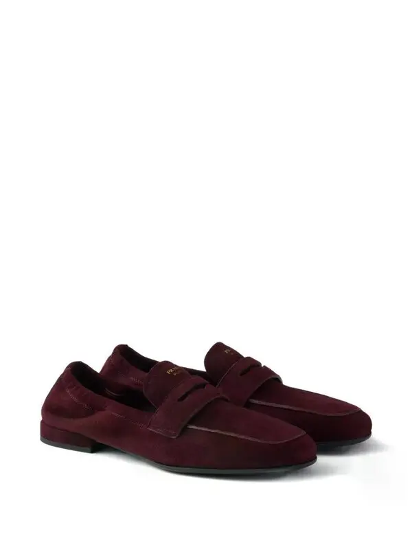 Prada Shuffle Antiqued Suede Loafers - Red