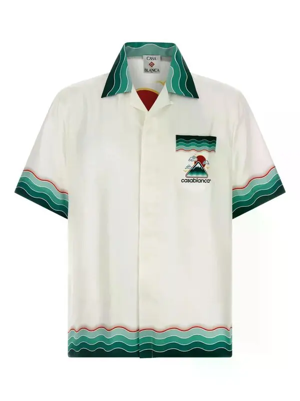 Casablanca Montagne Ondulée Silk Shirt - White