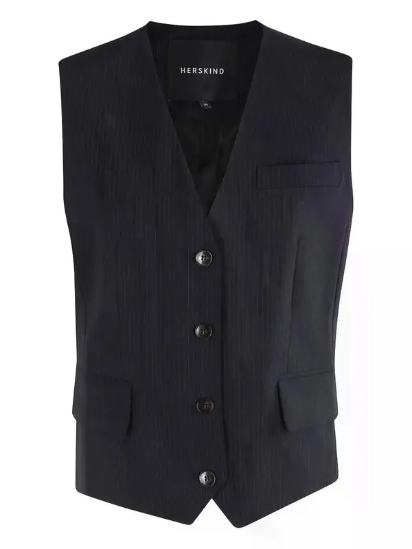 HERSKIND Sleeveless Pinstripe Waistcoat - Blue