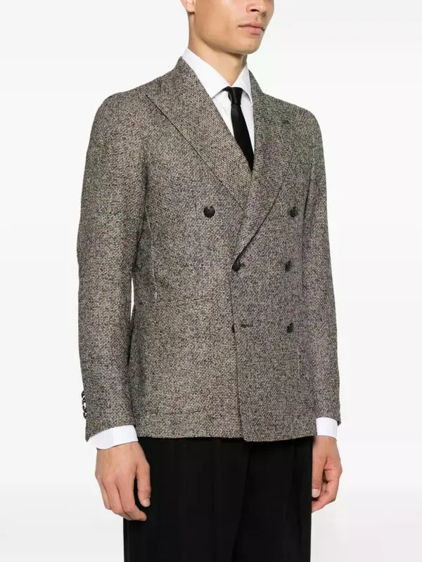 Tagliatore Double-breasted Textured Blazer - Brown