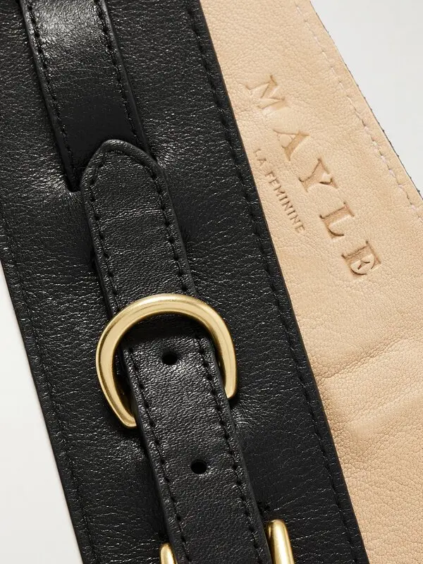 Maison Mayle Leather Belt With Gold-tone Hardware