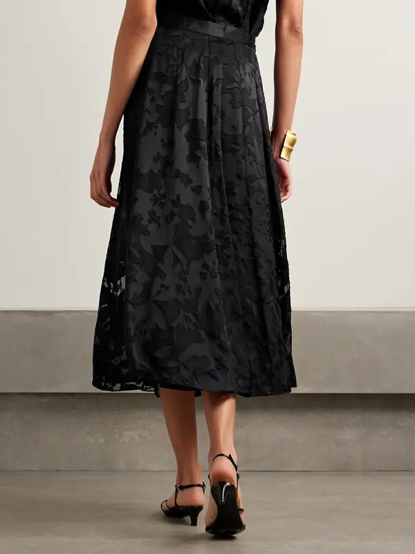 Adam Lippes Emi Devoré-satin Floral Midi Skirt
