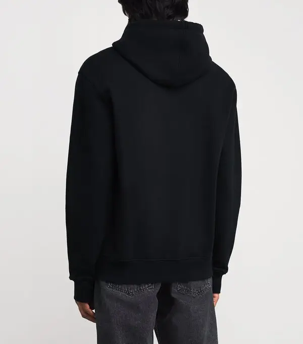 AMI Paris Cotton Hoodie With Embroidered De Coeur Logo - Black