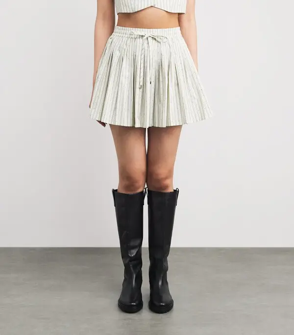 Sandro Embellished Pleated Mini Skirt - Beige