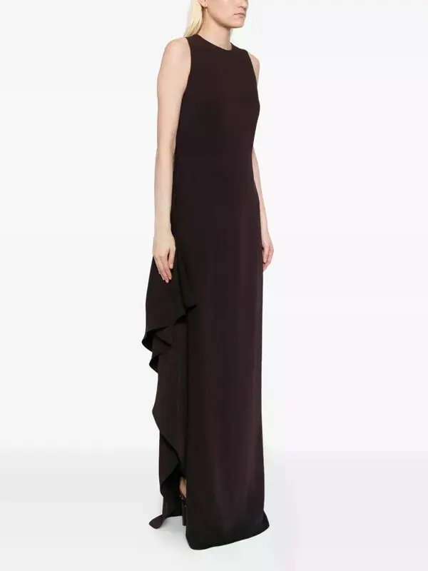 Amsale Asymmetrical Hem Crepe Gown