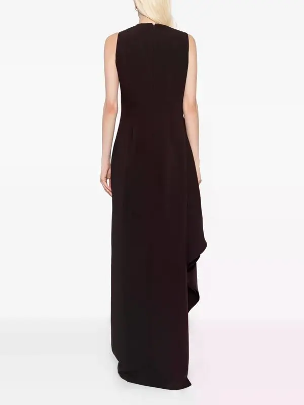 Amsale Asymmetrical Hem Crepe Gown