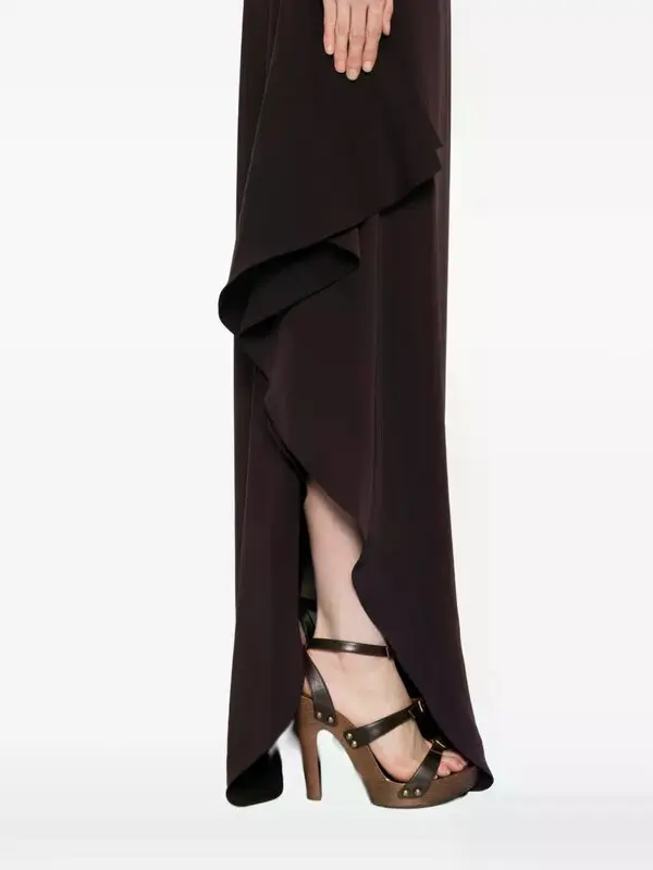 Amsale Asymmetrical Hem Crepe Gown