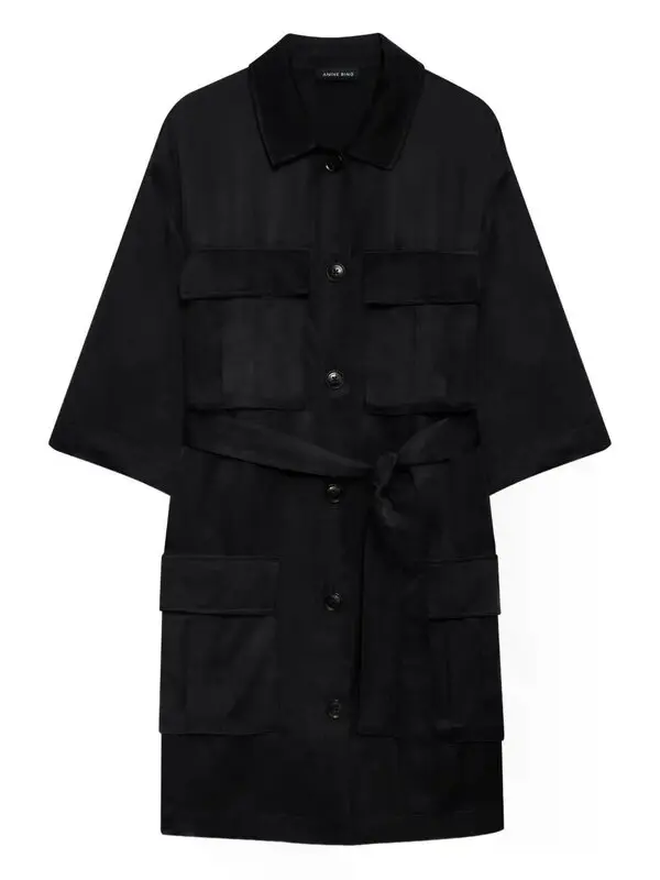 ANINE BING Geri Belted Cargo-pocket Dress - Black