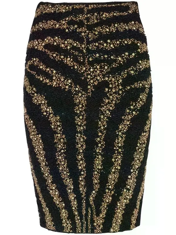 Balmain Sequin-embellished Knit Pencil Skirt - Black