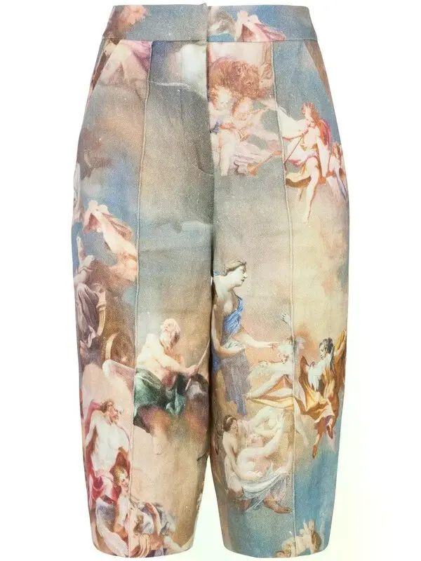 Balmain High-waisted Sky Print Shorts - Multicolour