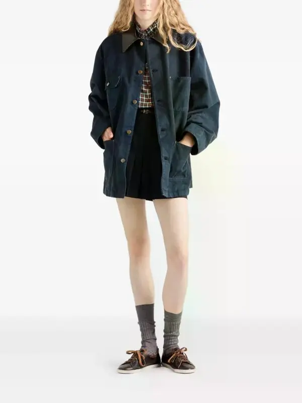Prada Pleated Mini Skirt With Leather Pocket Detail