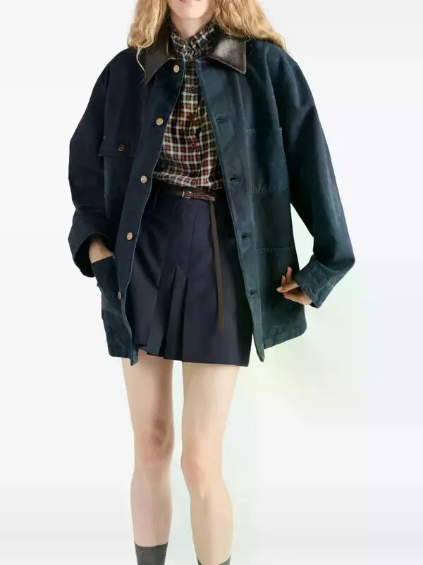 Prada Pleated Mini Skirt With Leather Pocket Detail