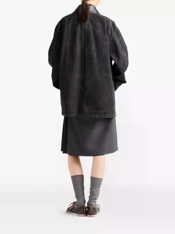 Prada Leather Collar Cotton Jacket