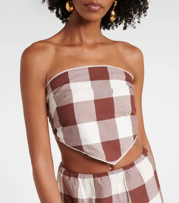 Posse Callie Gingham Cotton Crop Top - Multicoloured