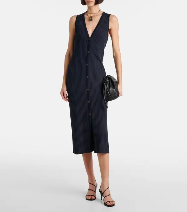 Vince Ribbed Knit Midi Dress