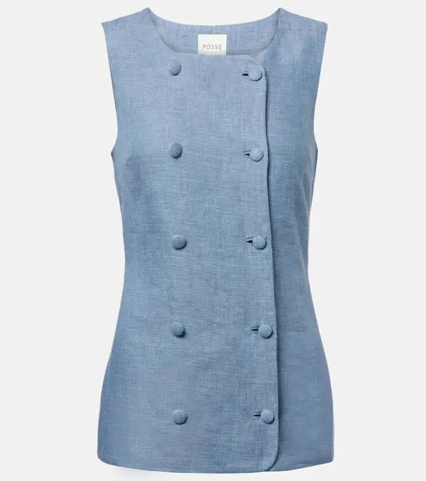 Posse Thea Linen Vest - Blue