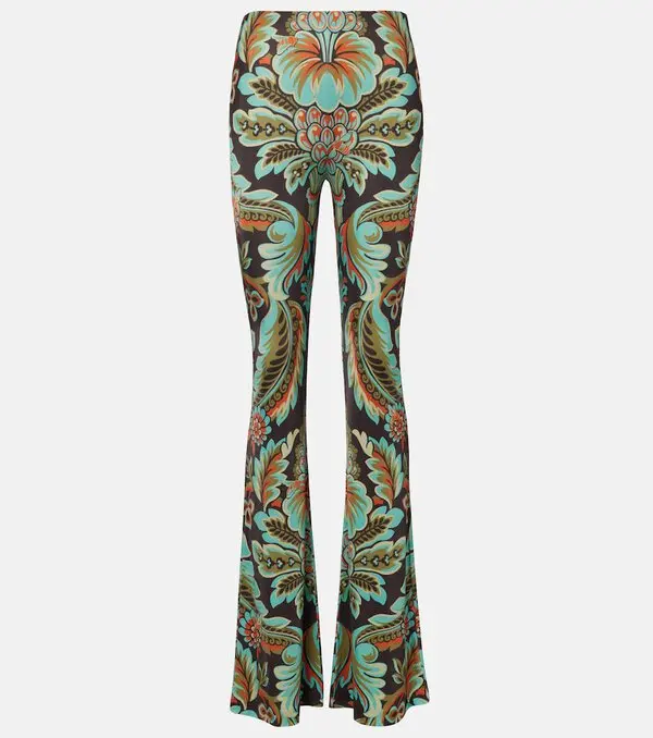 Etro Printed Crepe Jersey Flared Trousers