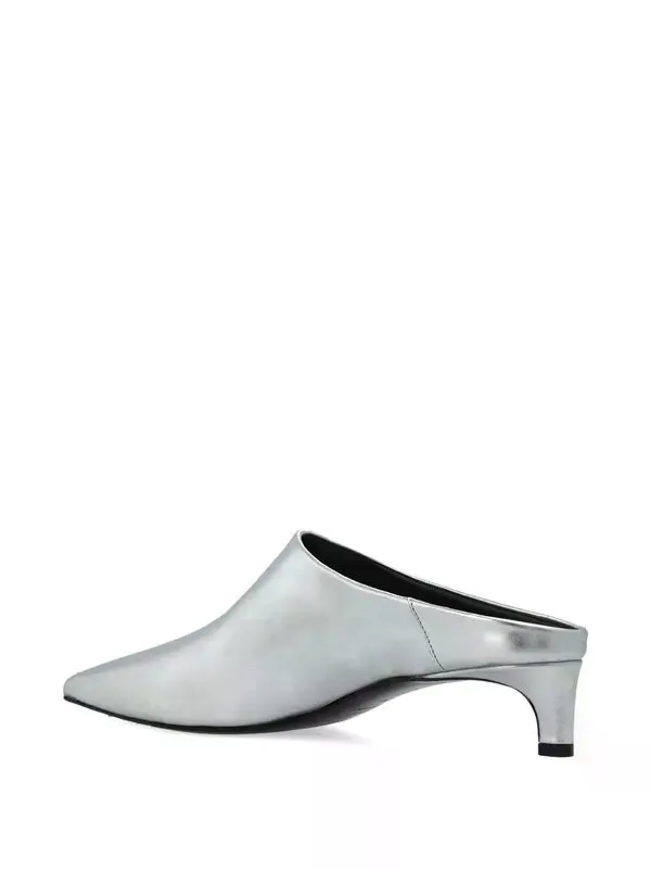 JIL SANDER Metallic Leather Pointed-toe Mules - Silver