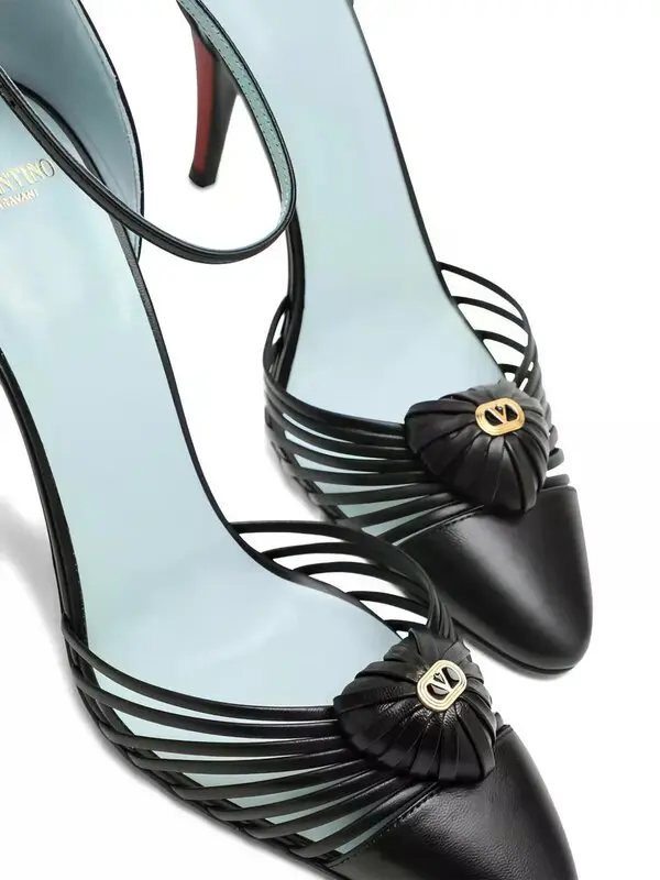 Valentino Garavani 85mm Strapped Heart-detail Heeled Pumps - Black