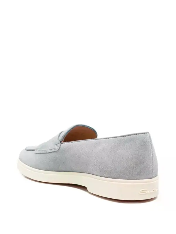 Santoni Double Buckle Suede Loafers - Blue