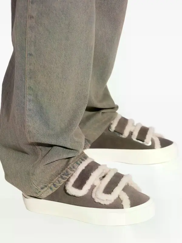 Inuikii Shearling-trimmed Touch-strap Sneakers - Grey