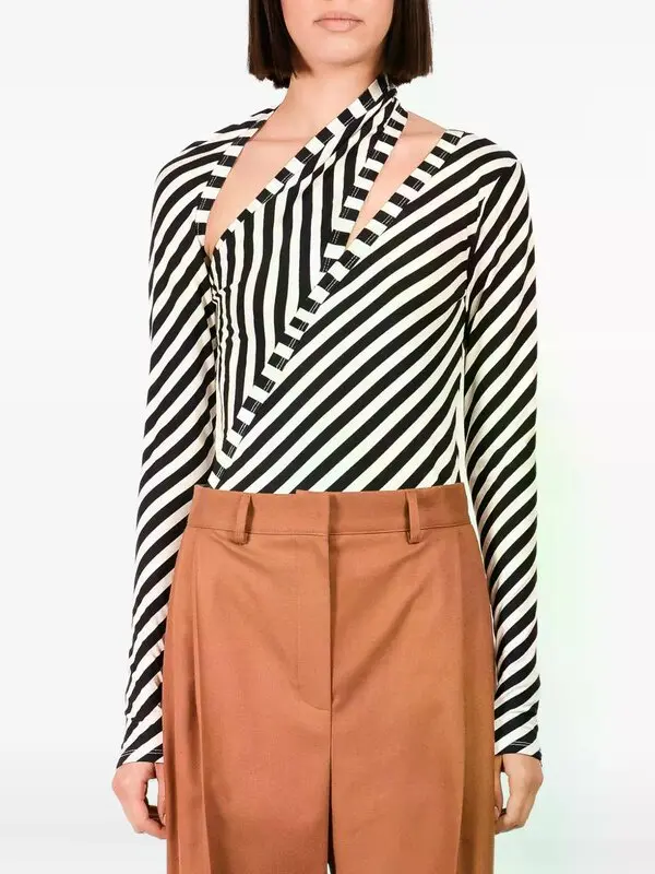 IOANA CIOLACU Diagonal Stripe Cut-out Bodysuit