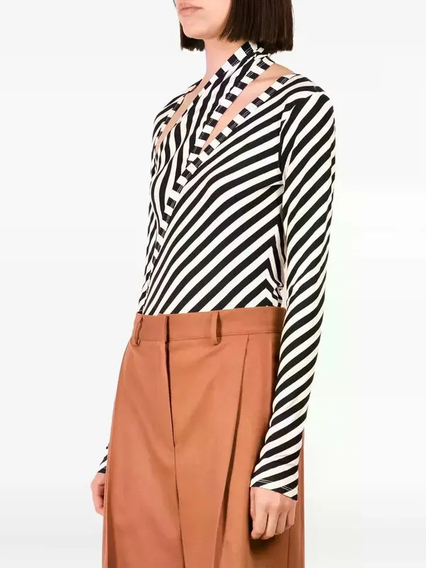 IOANA CIOLACU Diagonal Stripe Cut-out Bodysuit