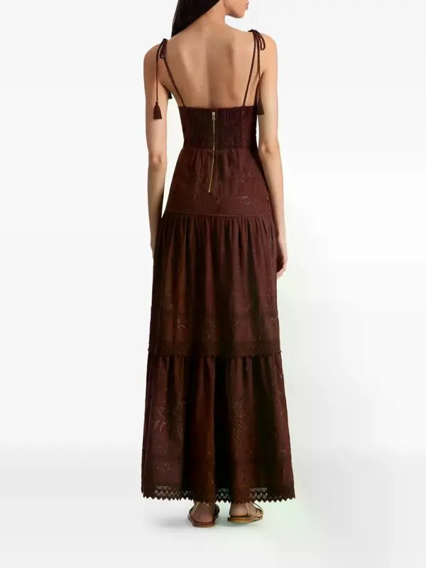 Alice + Olivia Minka Tie-front Embroidered Maxi Dress