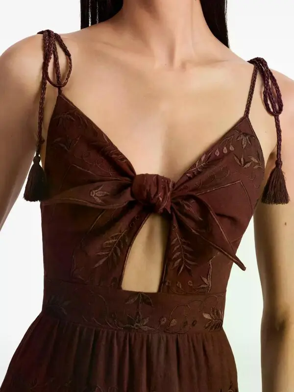 Alice + Olivia Minka Tie-front Embroidered Maxi Dress